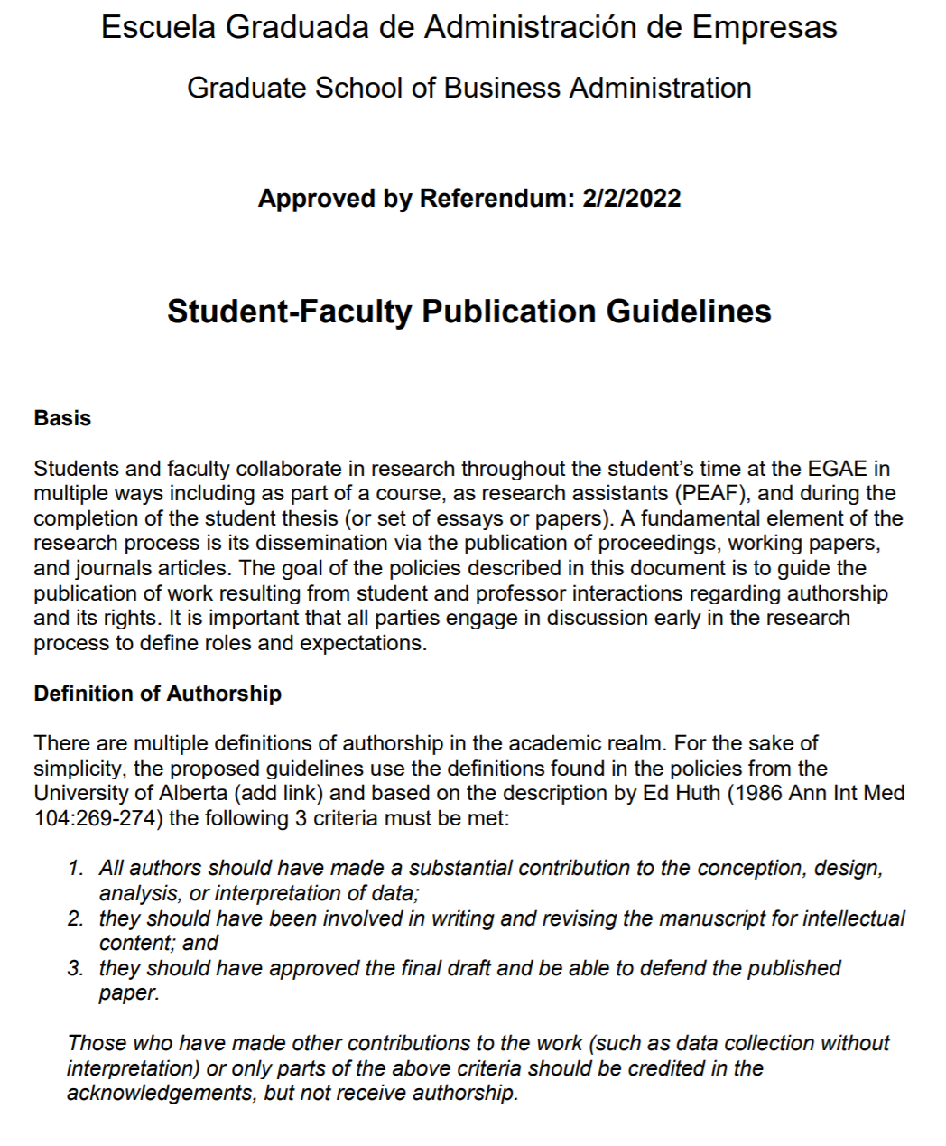 Guías y Políticas – Escuela Graduada de Administración de Empresas